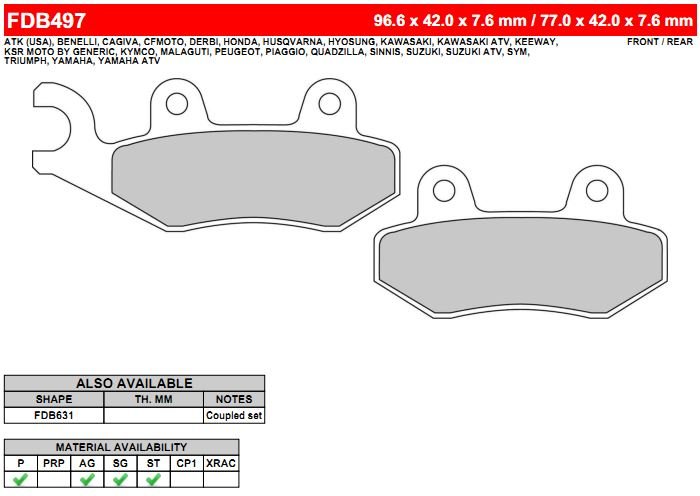 Ferodo FDB497EF Тормозные колодки дисковые MOTO, блистер 2 шт