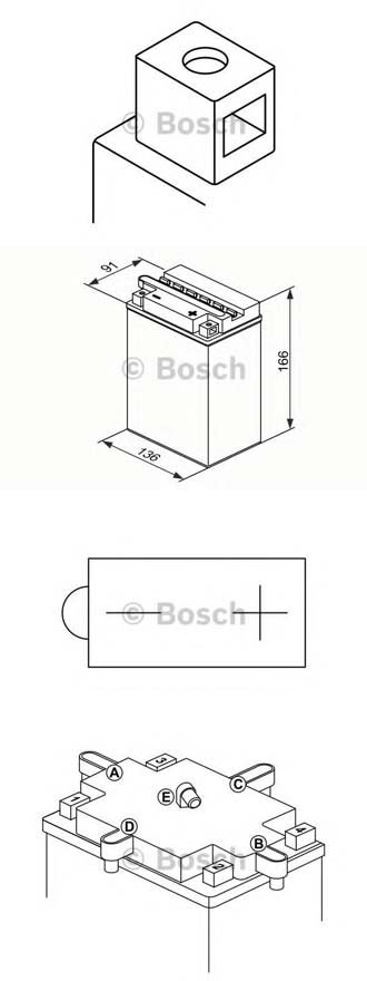 Аккумулятор мото BOSCH M4 F34 (12N14-3A, YB14L-A2)
